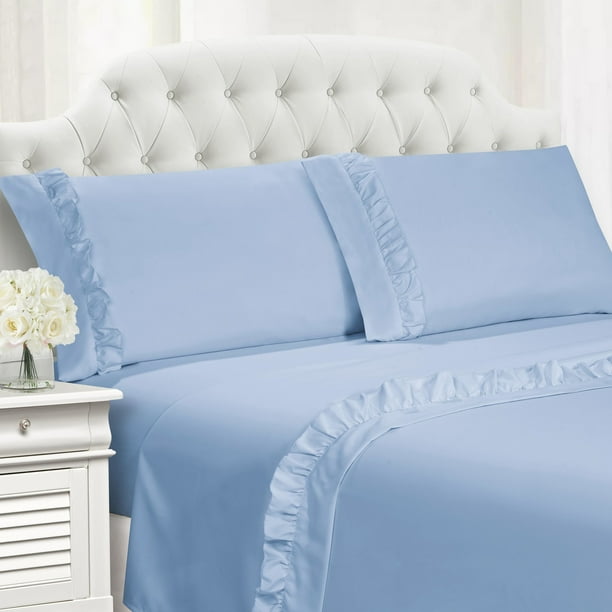 Luxurious Stylish Silky Soft 4 Piece Ruffle Sheet Set - Walmart.com