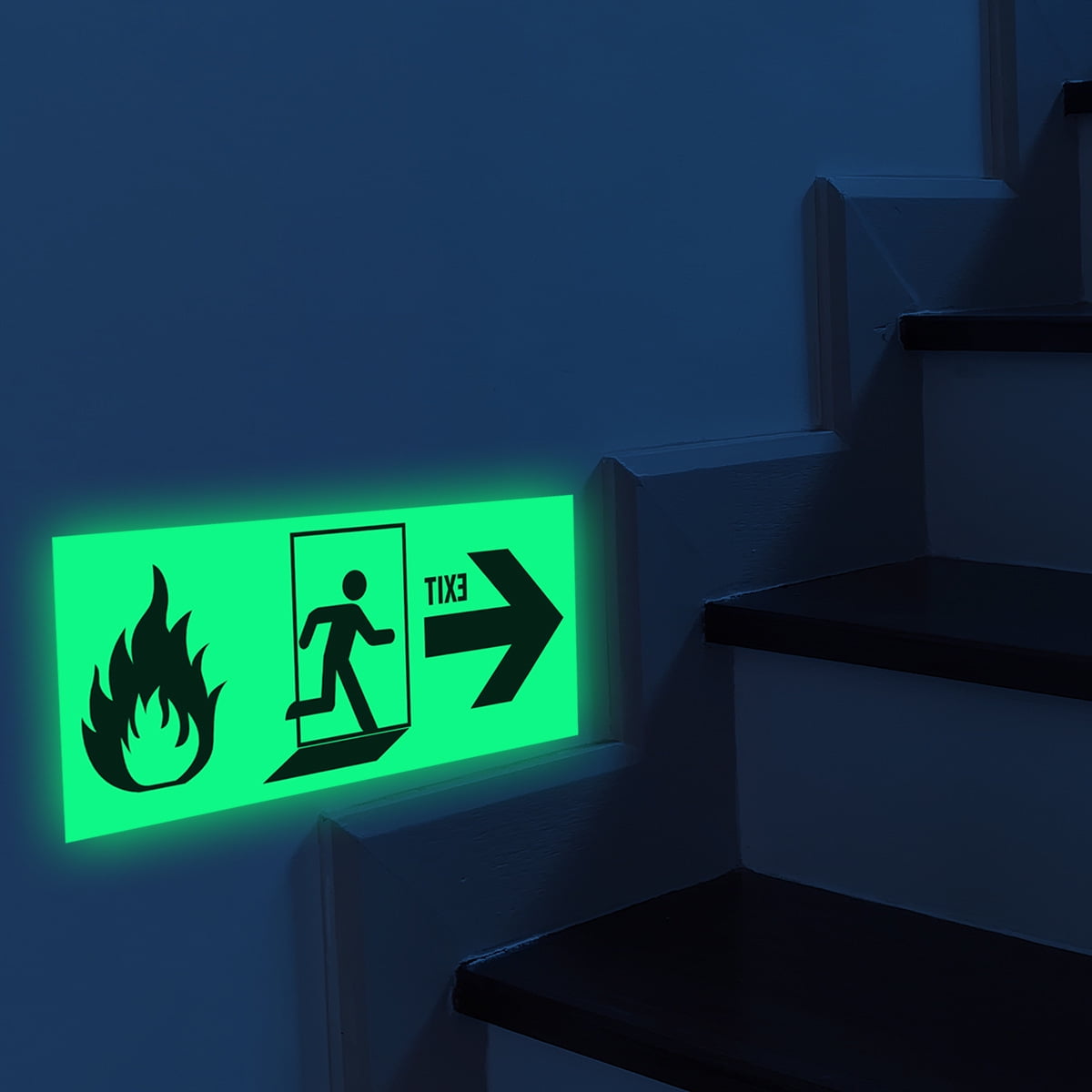Esaierr Luminous Safety Exit Sign Pasted Luminous Wall Pasted Channel ...