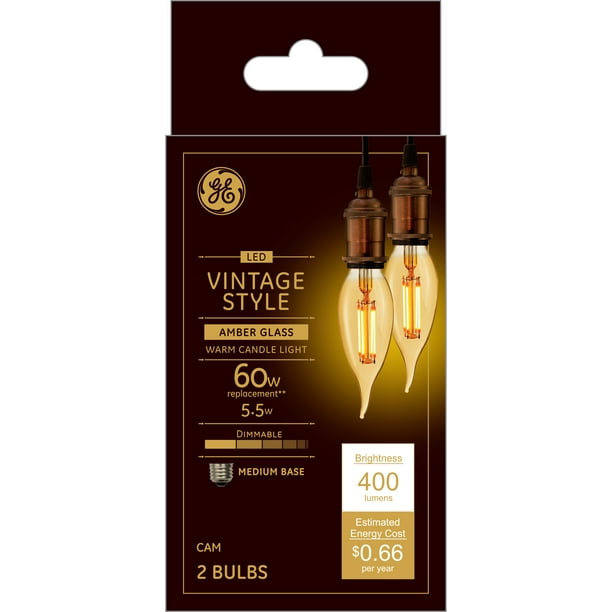 GE LED 5.5W (60W Equivalent) Vintage Decorative Bulbs, Amber Finish ... GE LED 5.5W (60W Equivalent) Vintage Decorative Bulbs, Amber Finish ...