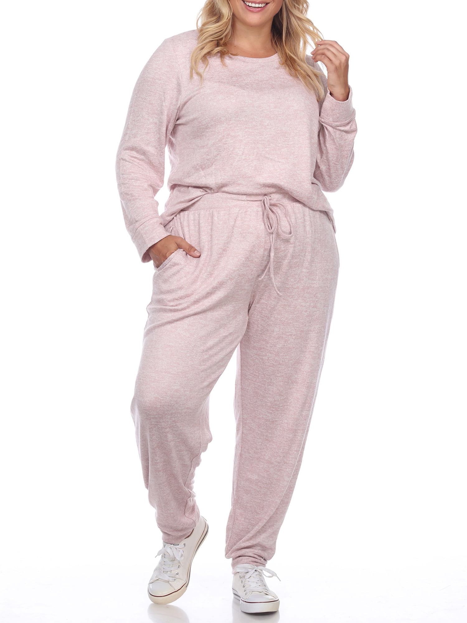 White Mark Women's Plus Size 2 Piece Lounge Set - Walmart.com