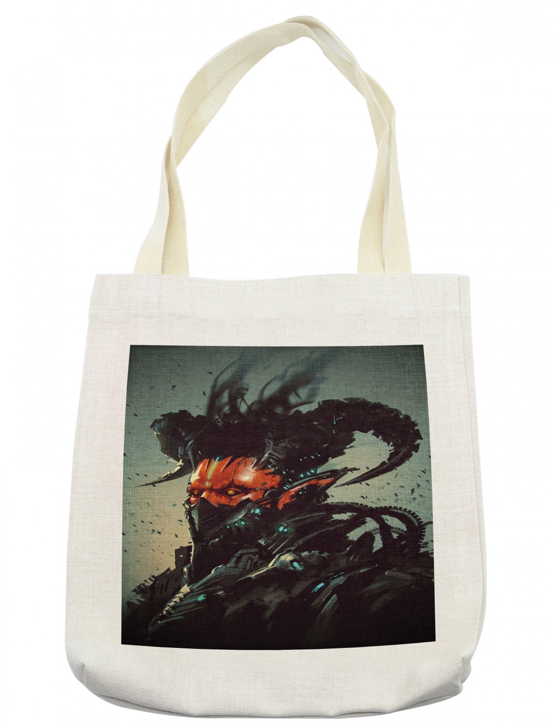 Fantasy Tote Bag, Unusual Sinister Robotic Demon Character Futuristic ...