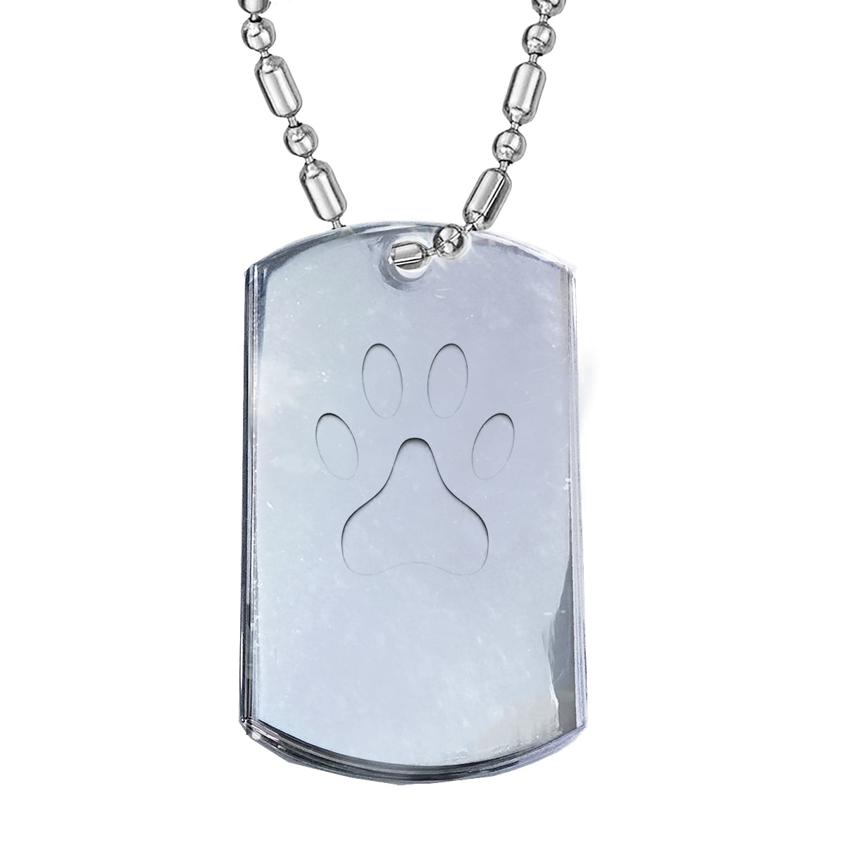 KuzmarK Silver Chrome Pendant Dog Tag Necklace - Puppy Dog Paw Paws ...