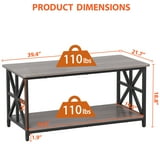 ZENY 39 inch Rectangle Wood Coffee Table Metal Frame Storage Shelf X ...