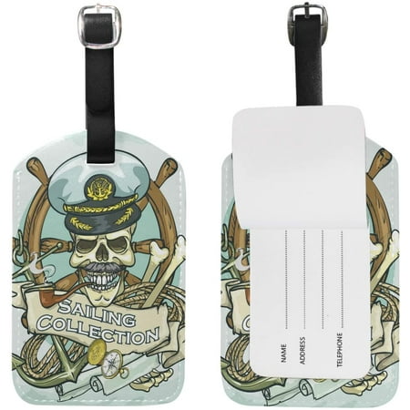 Skeleton Skull Luggage Tags Leather Travel Bag Suitcase ID Labels 1PC ...