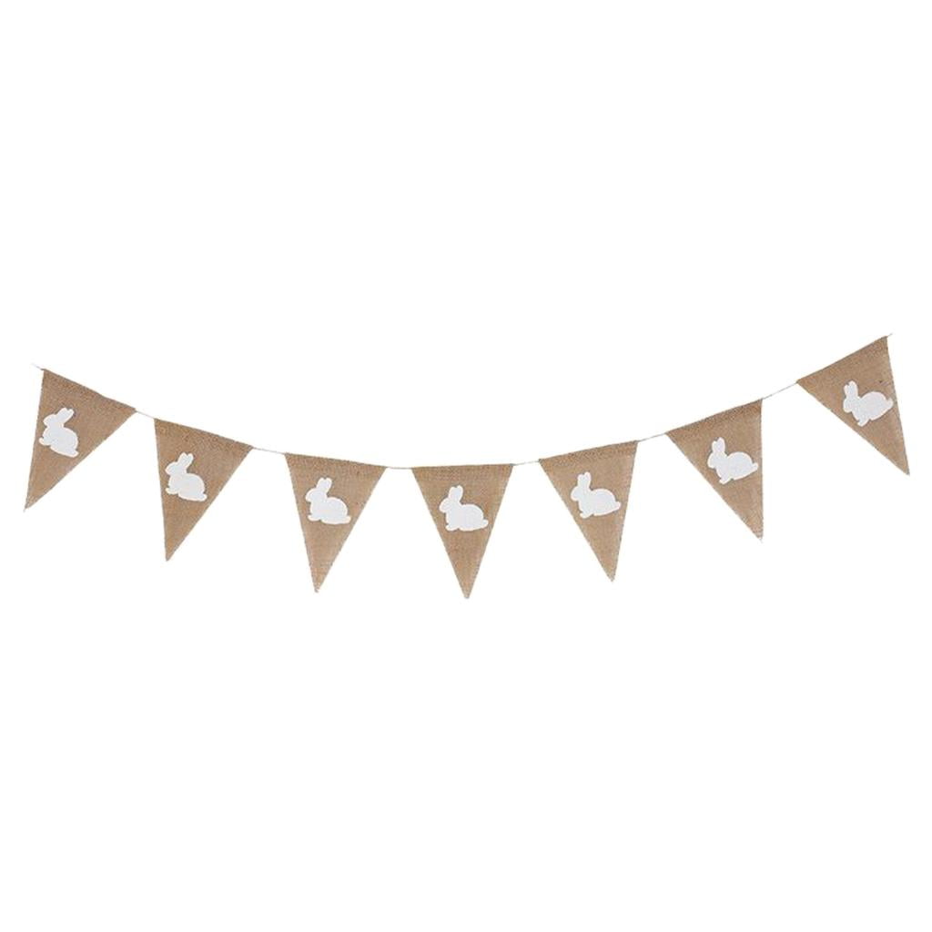 11.48ft Easter Triangle Flags Bunny Burlap Garland Spring Decoration ...
