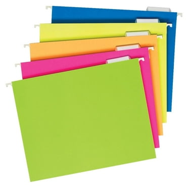 Pendaflex 40523 1/3 Cut Tab Letter Size Glow File Folders - Assorted ...