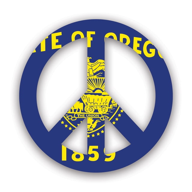 Oregon Flag Peace Symbol Sticker Decal - Self Adhesive Vinyl ...