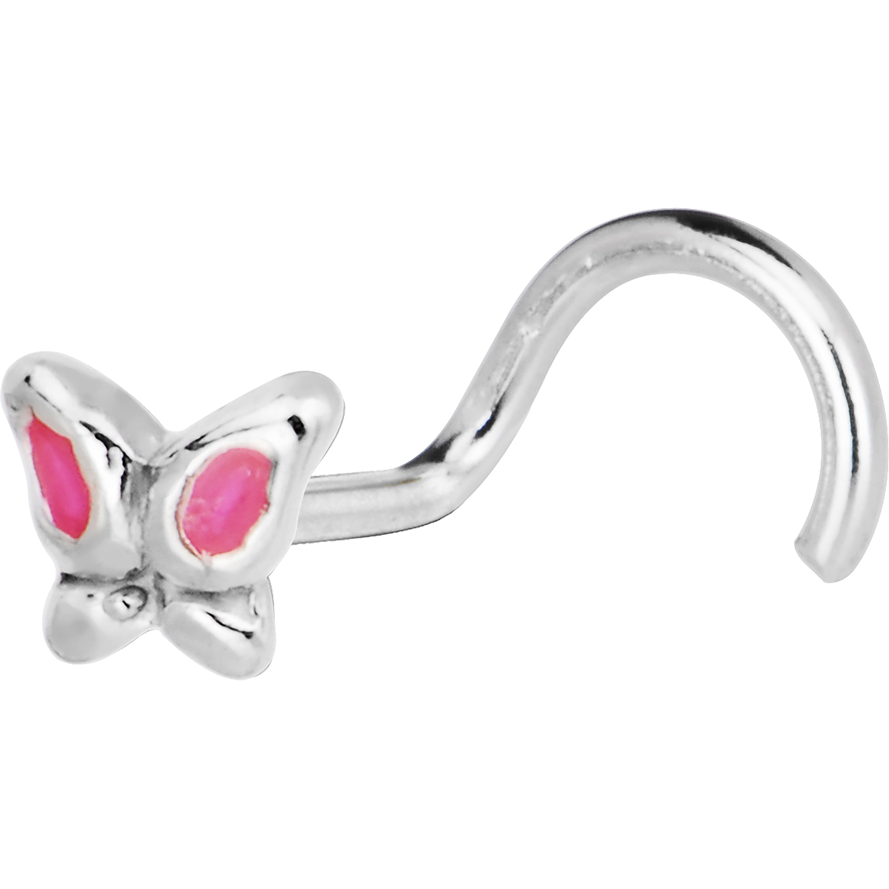 Body Candy 925 Sterling Silver 3mm Pink Butterfly Nose Ring - Walmart.com