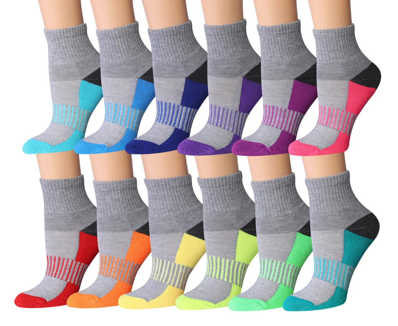 Colorfut Women's 12-Pairs Running & Athletic Sports Performance Ankle ...