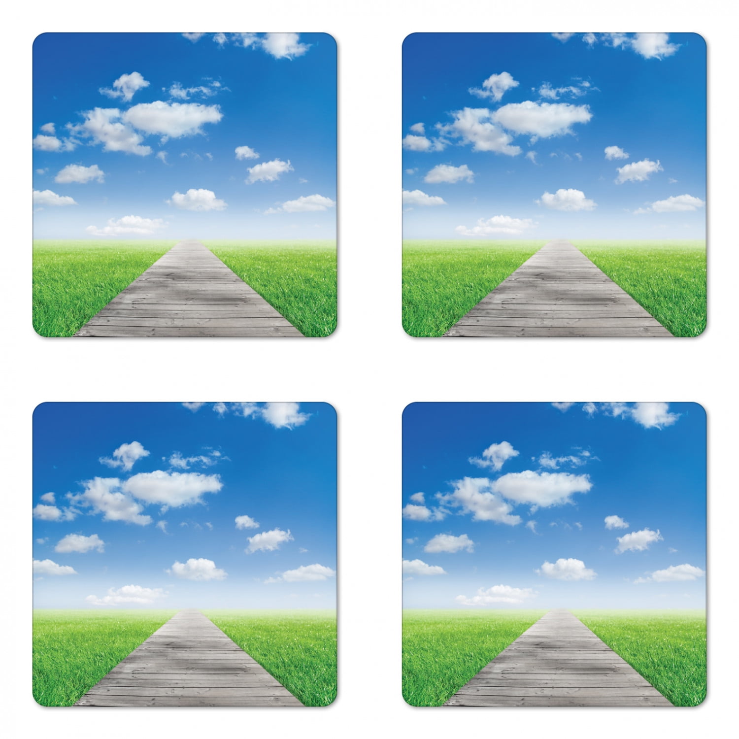 Country Coaster Set of 4, Pathway Towards Meadow Rural Countryside ...