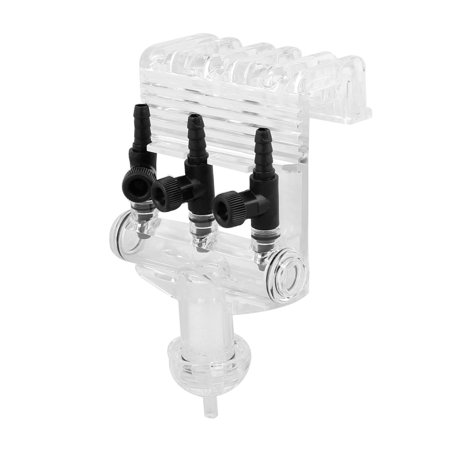 Aquarium Fish Tank Air Oxygen Flow Regulating 3 Way Black Clear Plastic ...