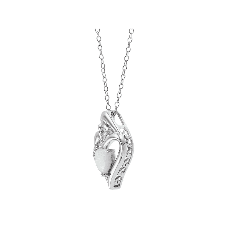 Women s Finecraft Created Opal Mother Child Pendant Necklace with Diamond in Sterling Silver 18