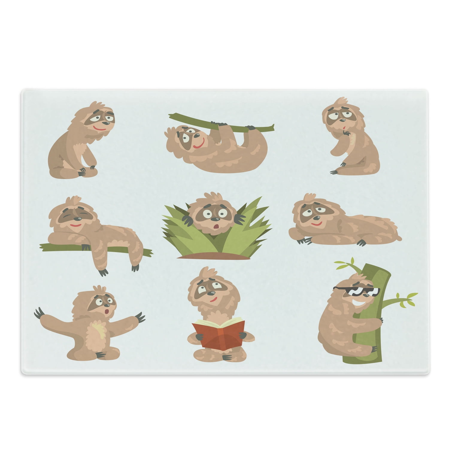 Sloth Cutting Board, Animal Cartoon Character Different Situations ...