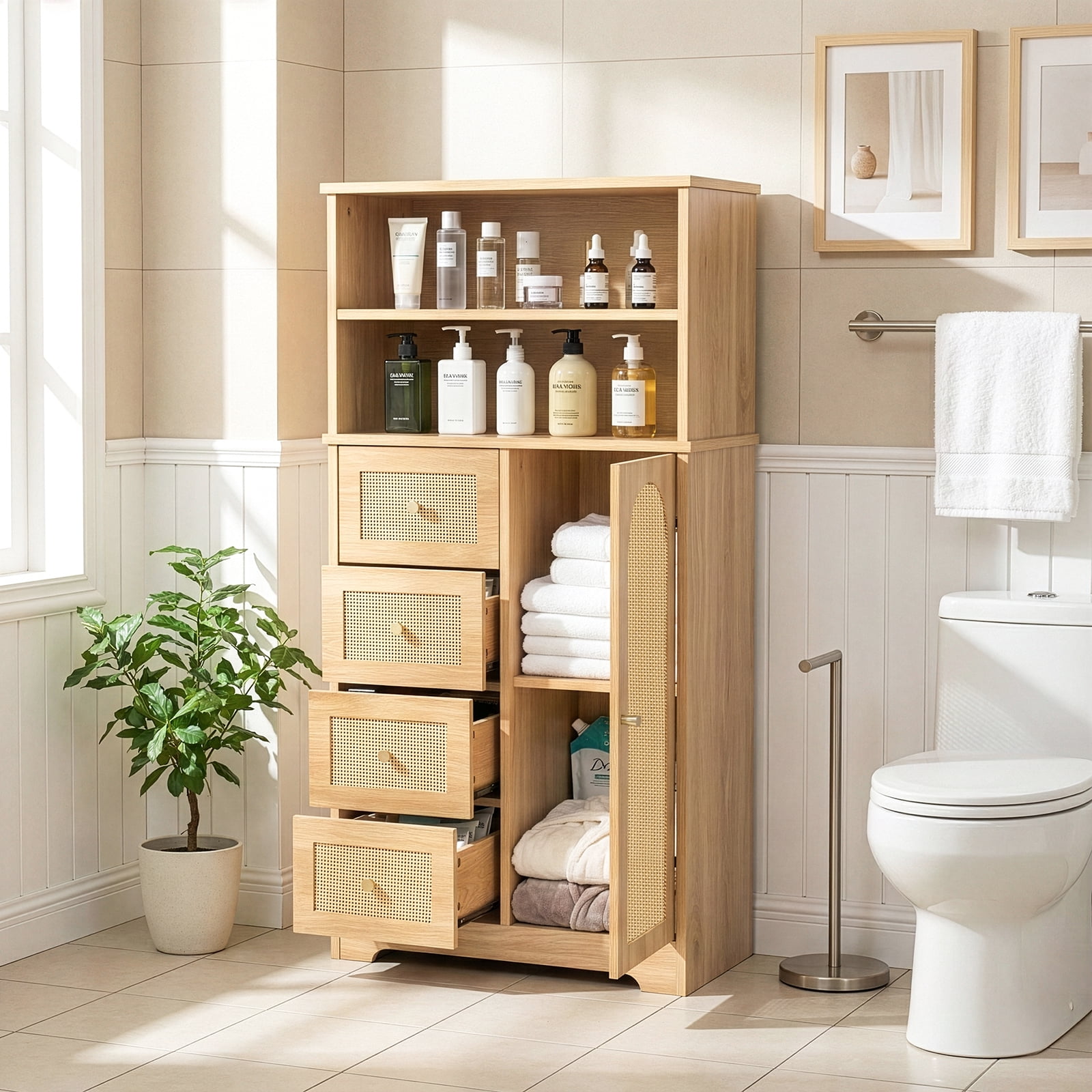Click here for Ktaxon Bathroom Floor Cabinet With 4 Drawers 1 Cup... prices