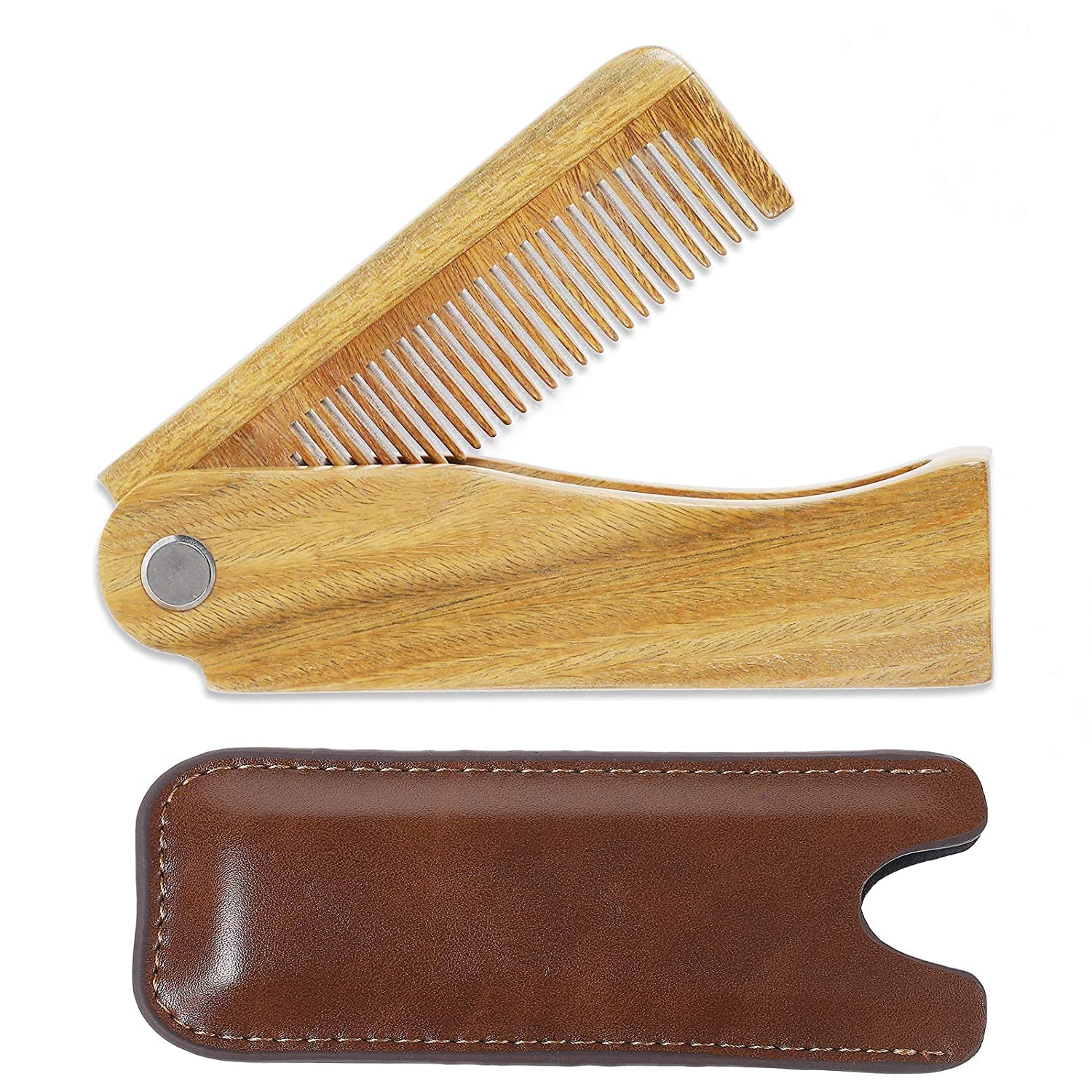 Onedor Sandalwood Fine Tooth Folding Brush Comb for Men Hair, Beard ...