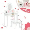 Sakiyrr Kids Wooden Vanity Table and Stool Set, White Princess Make Up ...