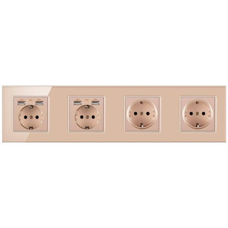 Eu Plug Wall Electric Socket 4 Gang 230v 16a + 4 Usb Chargers 5v 2.1a ...