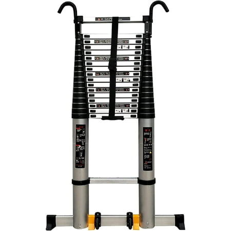 8m/26 Ft Extra Tall Telescopic Ladders with Hooks and Stabiliser Bar ...