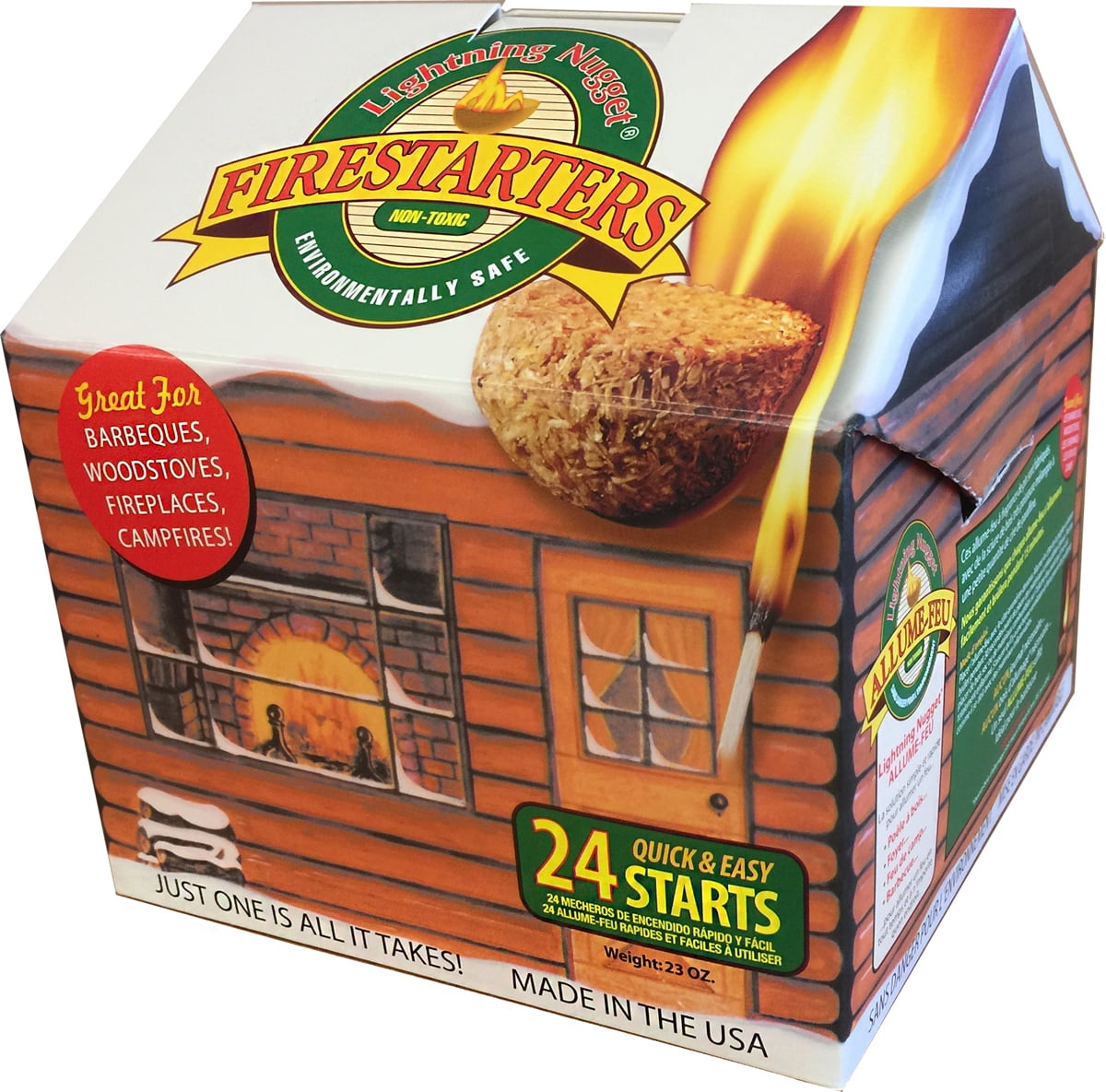 Lightning Nuggets Quick & Easy Fire Starter, 24 Count Pack - Walmart.com
