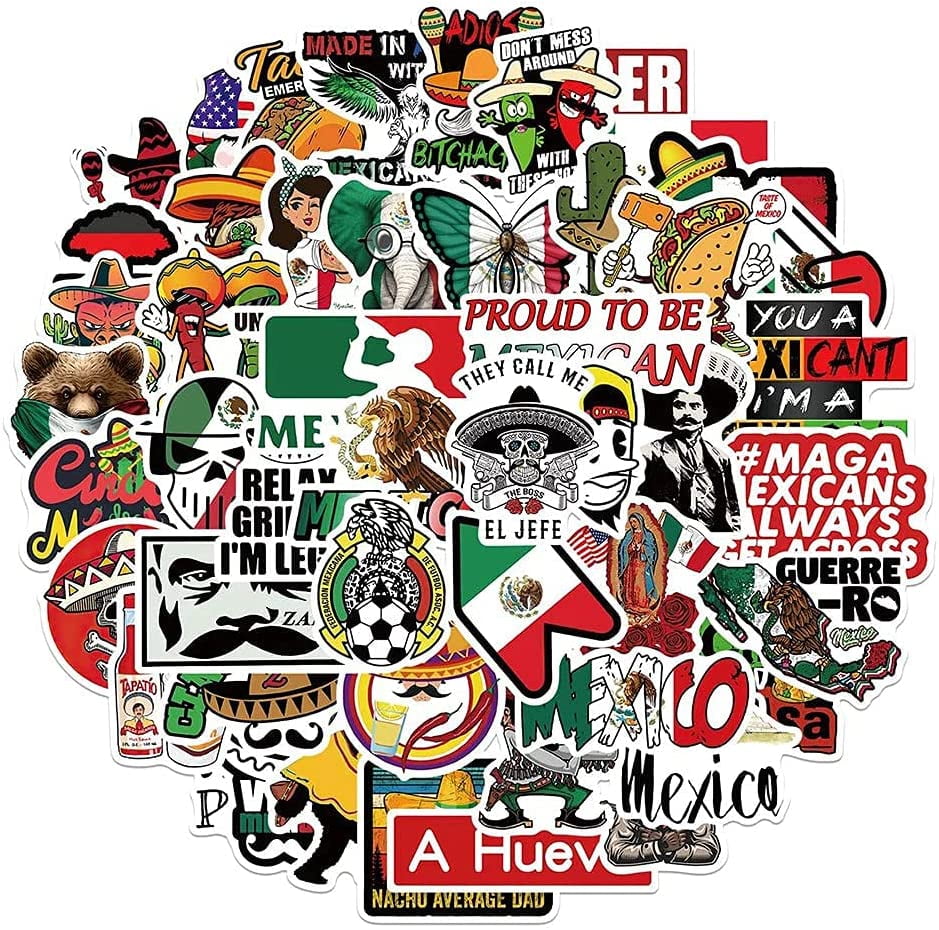 Mexican Pride Stickers |50 Pcs Calcomanías Mexicanas Waterproof Vinyl ...