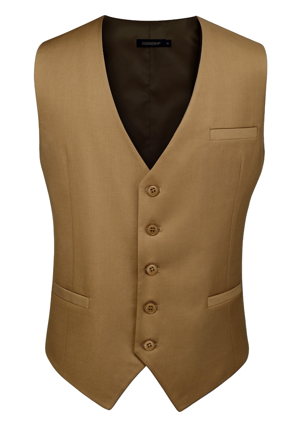 HISDERN Men's Suit Vest Business Formal Dress Waistcoat Vest with 3 ...