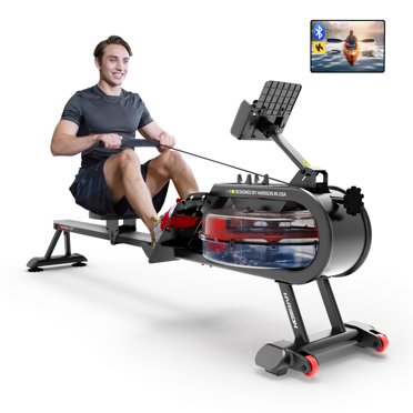 MERACH Water Rowing Machine for Home Use Solid Wood Rower with Pro ...