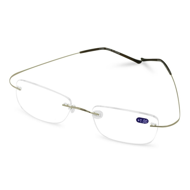 Super Lightweight Slim Rimless Wire Reader - Flexible Clear Rectangular ...