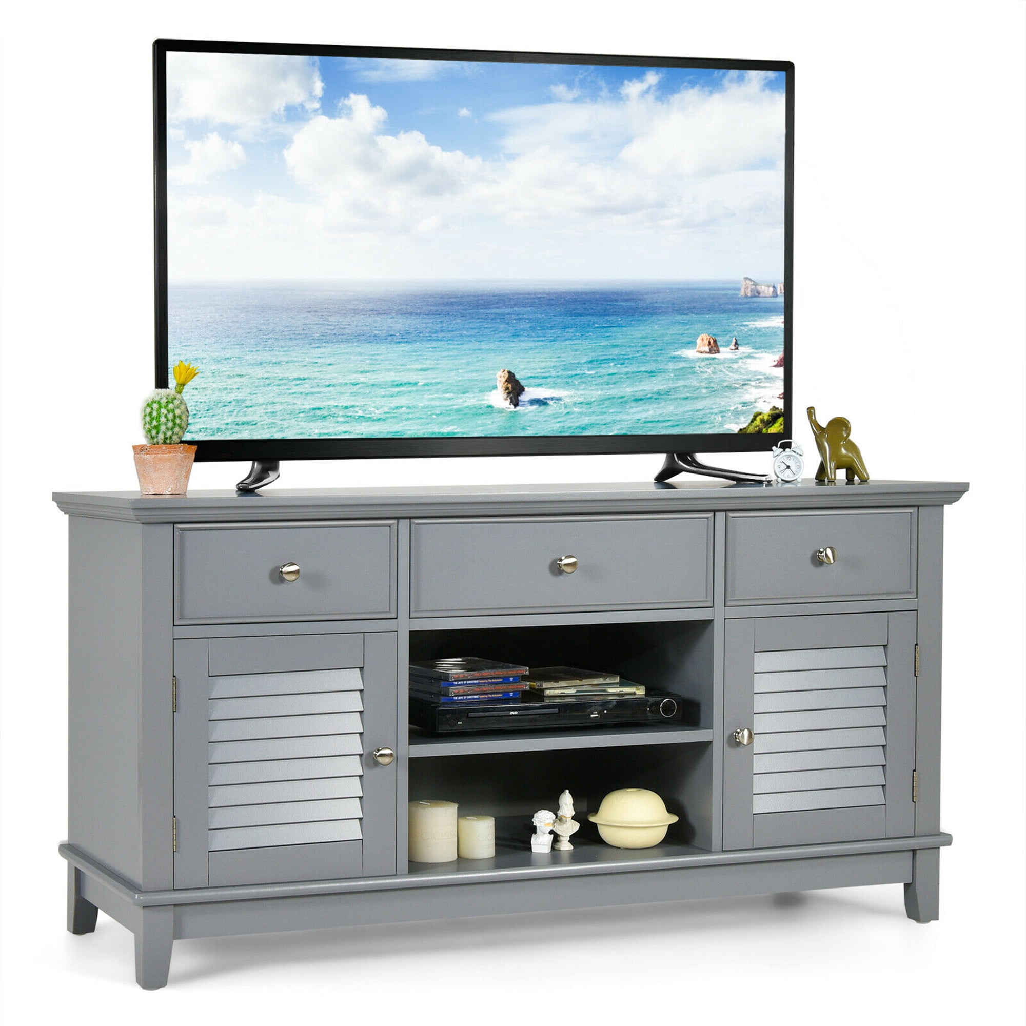 Gymax TV Stand Media Console Entertainment Console w/ Drawers Cabinets ...