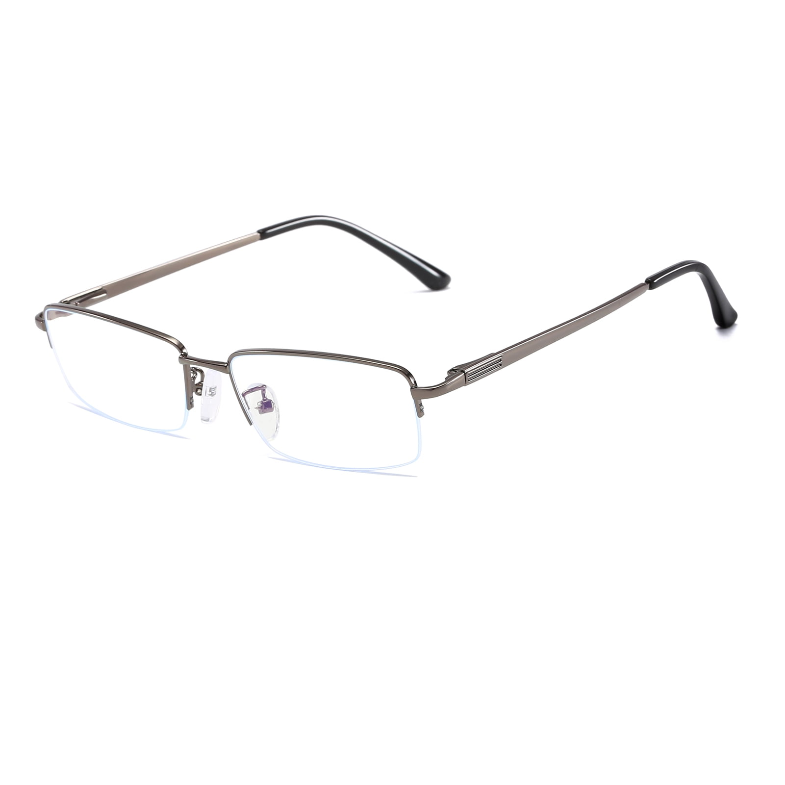 QECEPEI Half Rimless Metal Eyewear Frames Blue Light Blocking ...