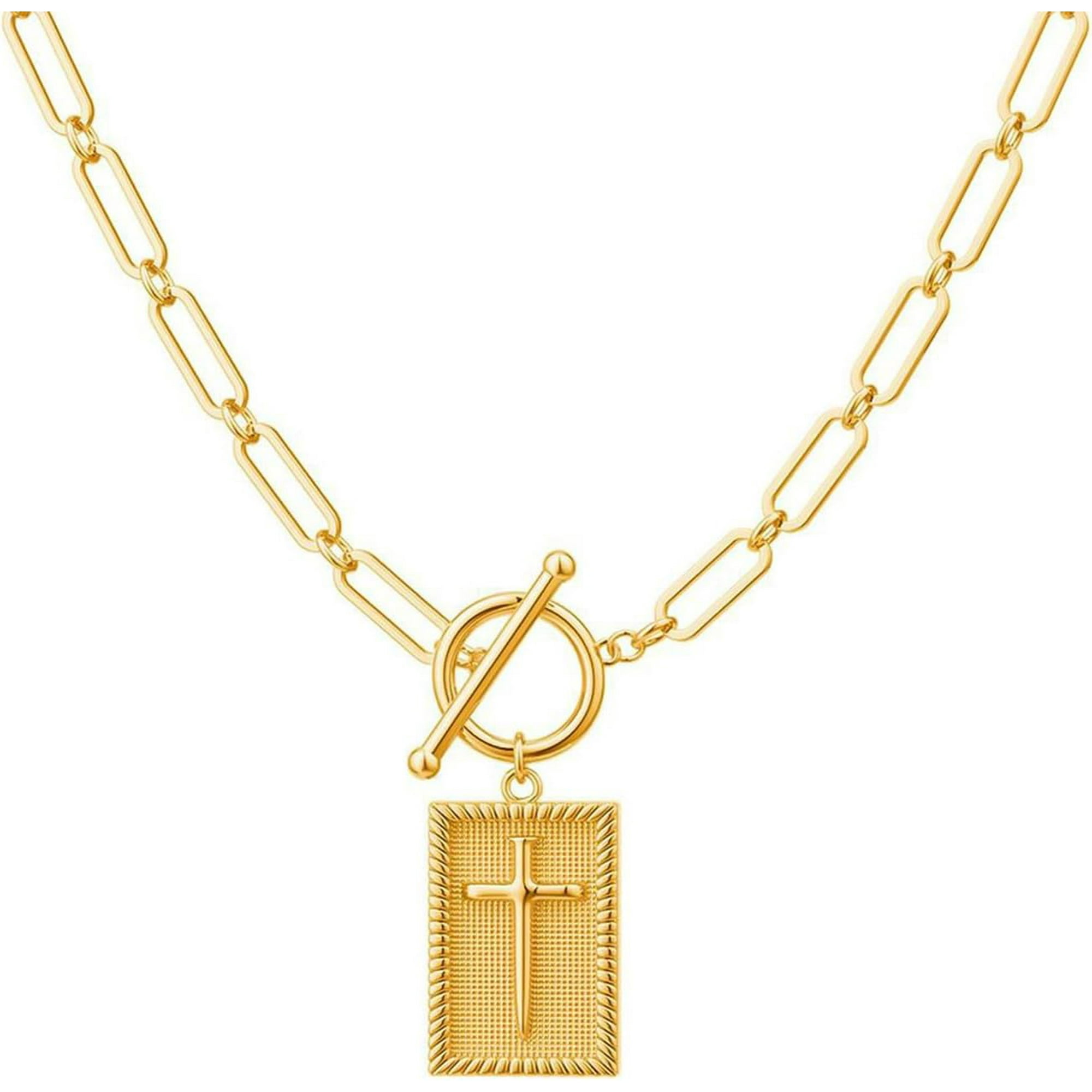 Click here for Nobrand Hetica Chunky Cross Necklace Gold-Plated T... prices