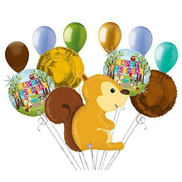 29pc Woodland Creatures Happy Birthday Animals Balloon Bouquet Party ...