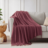 Bourina Herringbone Knitted Acrylic Throw Blanket, Burgundy, 50" x 60 ...