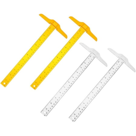 Plastic T Square Ruler Drafting Tools: 4pcs Transparent Drawing Ruler T ...