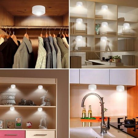 Wireless LED Puck Lights, 6-Pack Dimmable Under Cabinet Counter ...