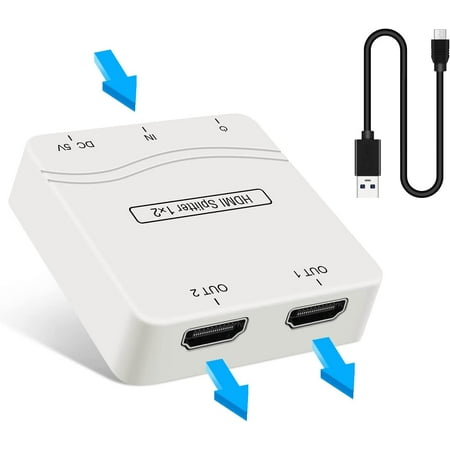 HDMI Splitter 1 in 2 Out, HDMI Distribution Amplifier 3D 4K UHD 1080P ...