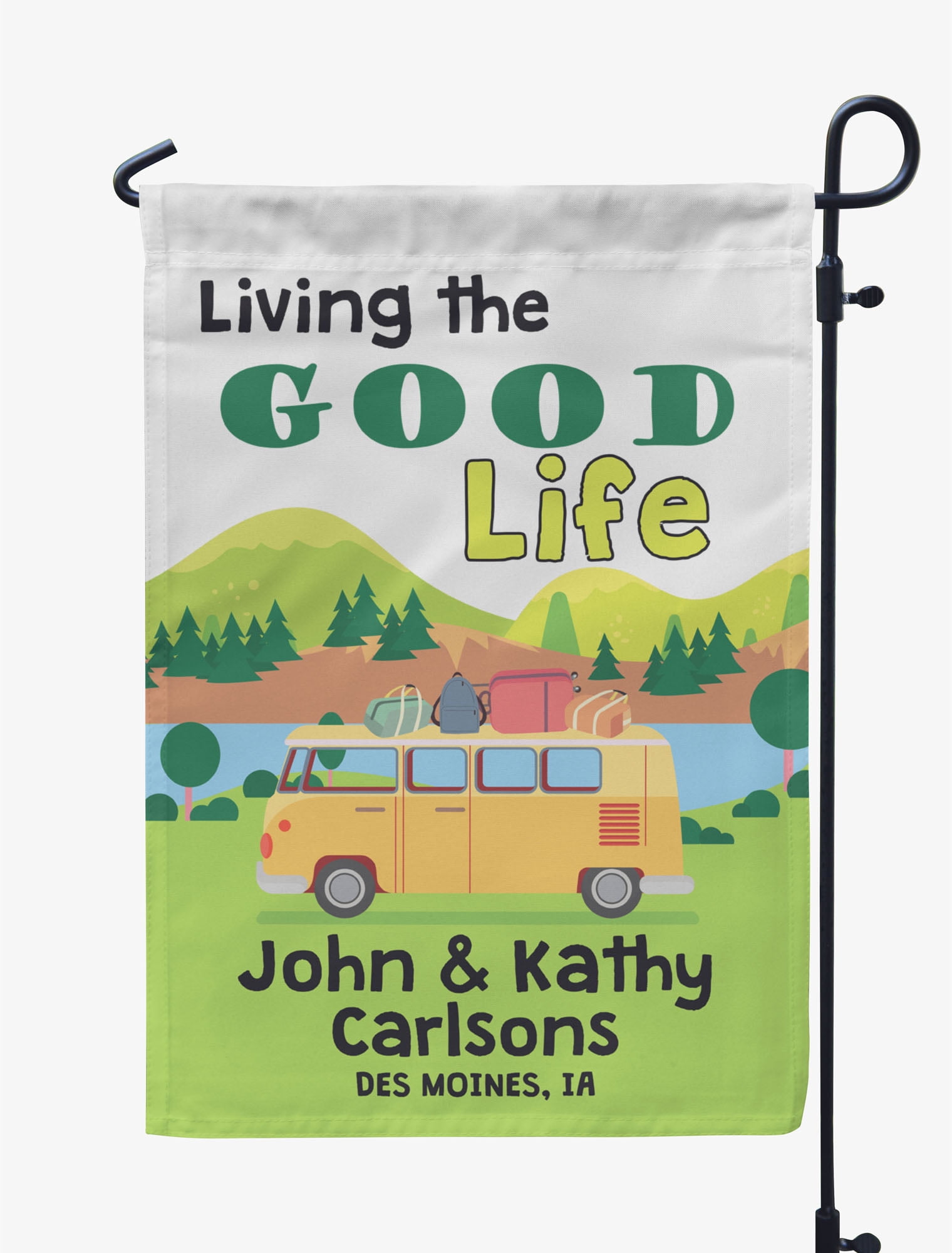 Printtoo White Living The Good Life Caravans CampingFlagCustom ...