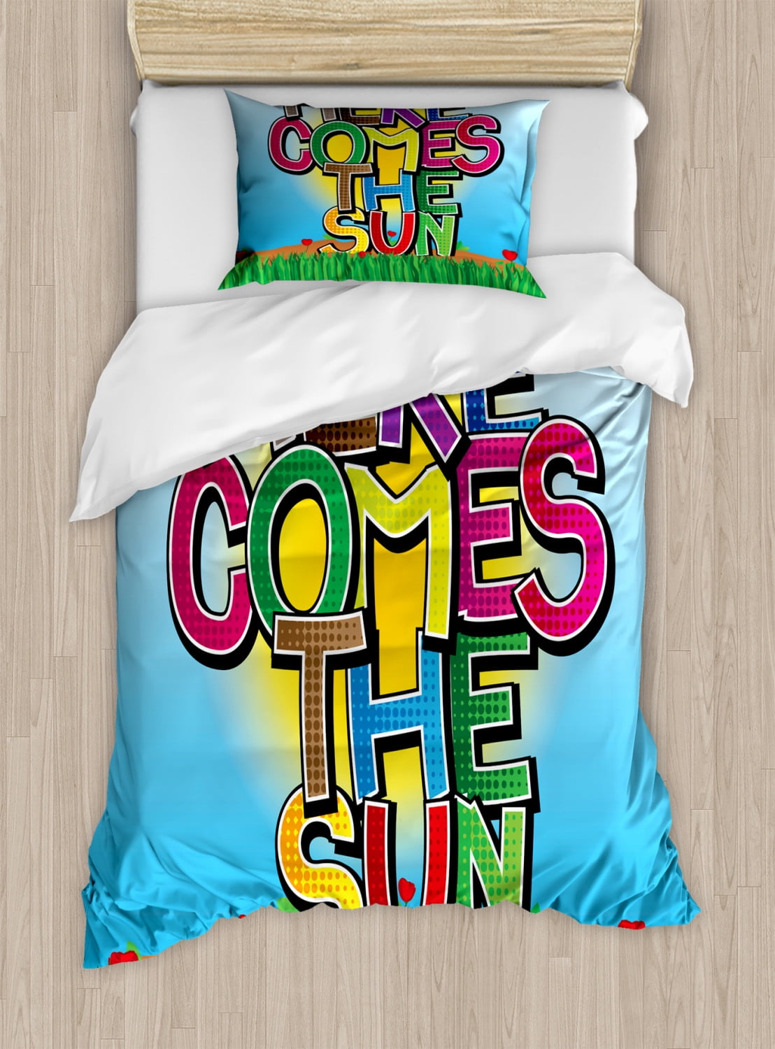 Here Comes the Sun Duvet Cover Set Twin Size, Comic Book Layout of ...