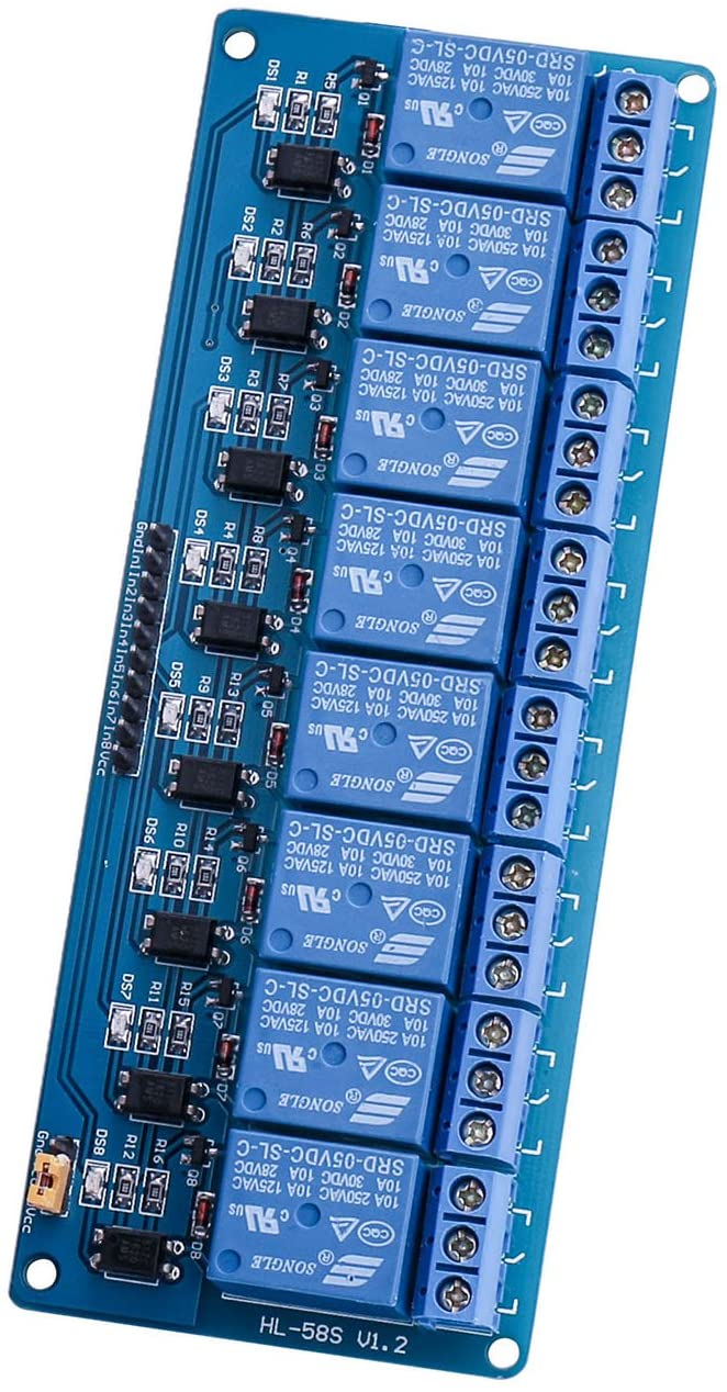 ELEGOO 8 Channel DC 5V Relay Module with Optocoupler for Arduino UNO R3 ...