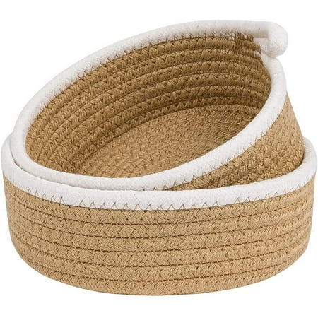 Small Basket Set of 2 Mini Woven Baskets Round Cotton Rope Basket ...
