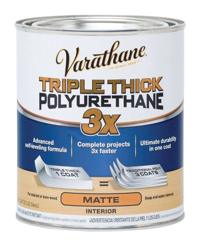 Varathane 304588 Triple Thick Polyurethane Wood Finish, Matte, Qt ...