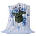 Blue Graduation Cap Fleece Throw Blanket Rose Flower Gradient Abstract ...
