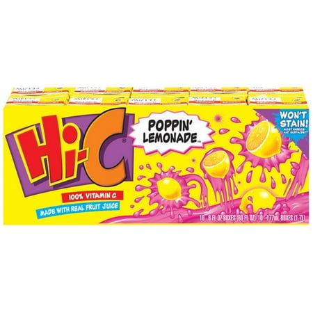 Hi-C Poppin' Lemonade Fruit Drinks, 6 fl oz, 10 count - Walmart.com