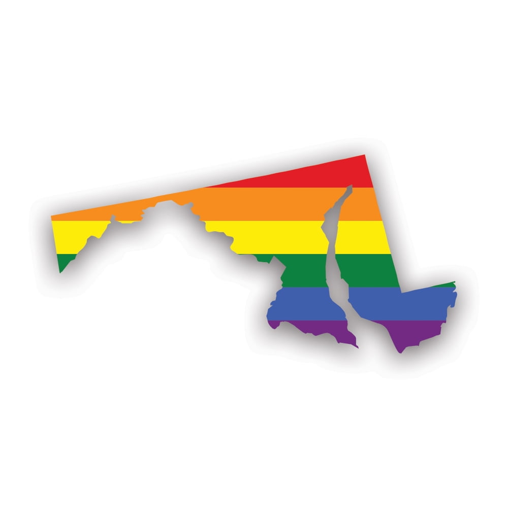 Maryland State Shaped Gay Pride Rainbow Flag Sticker Decal Self