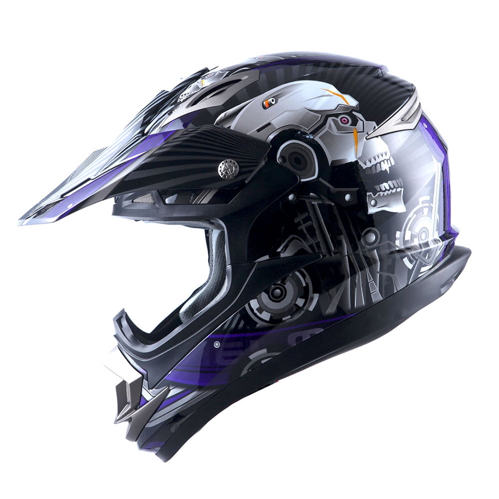 1STORM MOTORCYCLE BIKE FULL FACE HELMET HGXP14B BOOSTER Skull Blue ...