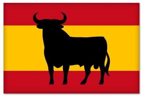 Spanish Flag Osborne Bull Toro bumper sticker 5" x 3" - Walmart.com