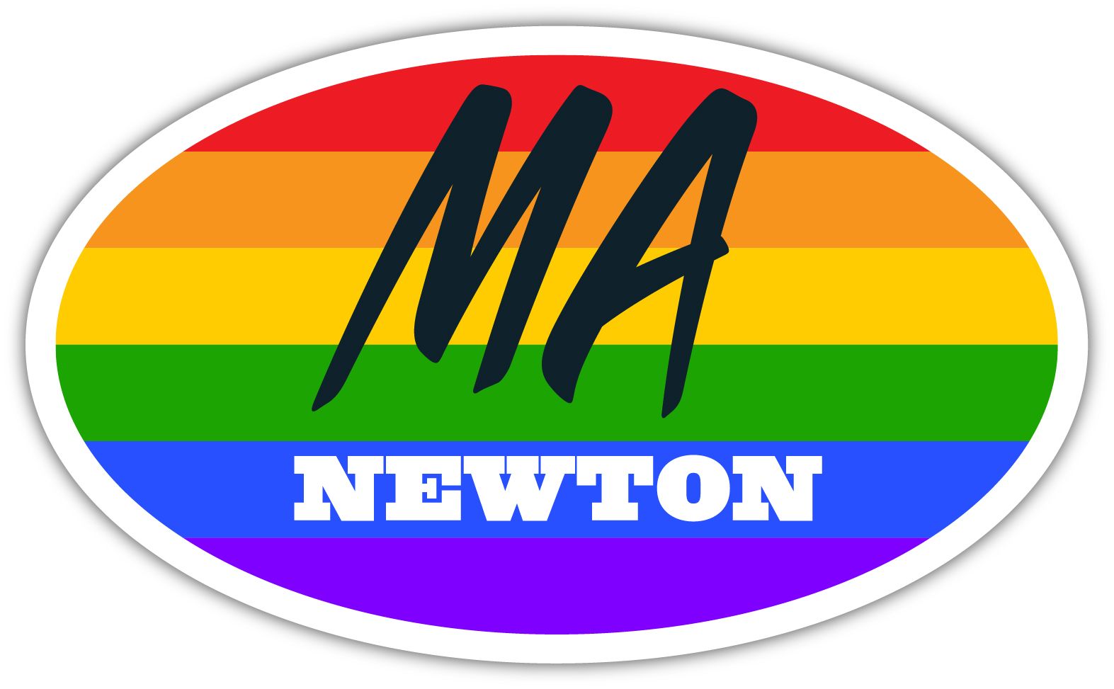 Newton MA Massachusetts Middlesex County Rainbow Pride Flag 6 Stripes ...