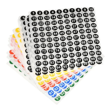 Uxcell Number Stickers, 1-100 Round Number Labels Vinyl Sticker 5 ...