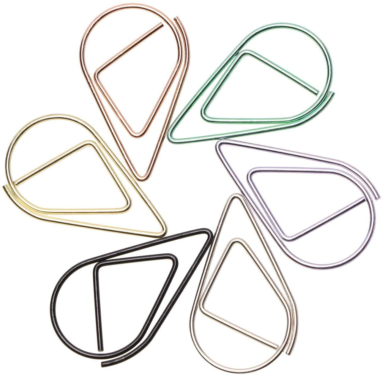 Mini Skater 60Pcs Metal Drops Shaped Paperclips Multicolor Wire Paper ...