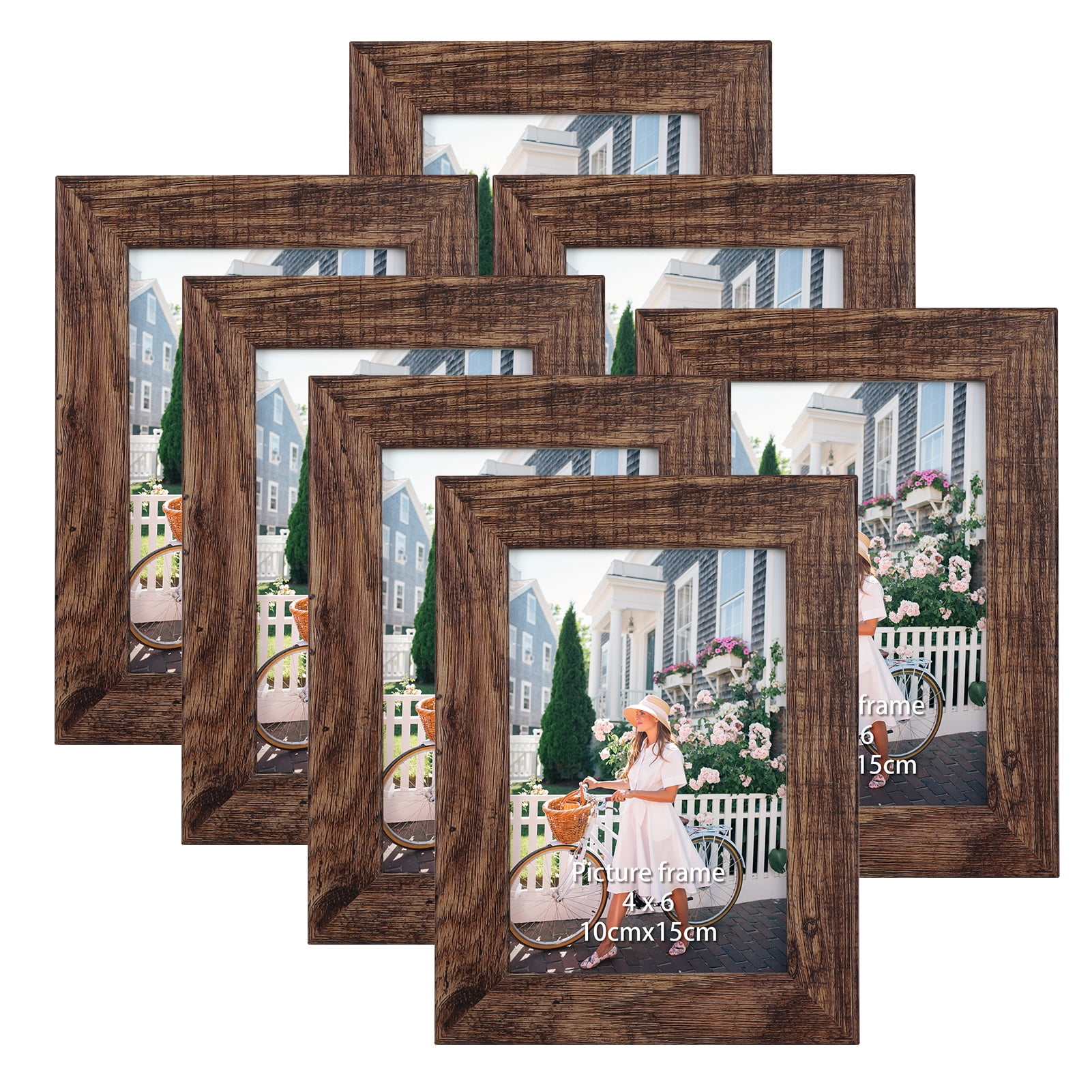 7 Pack 4x6 Picture Frames, Rustic 4 by 6 Photo Frames for Wall or ...