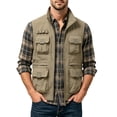 Frnrwgo Mens Vest Stand Collar Multi-Pocket Workwear Thin Lightweight ...
